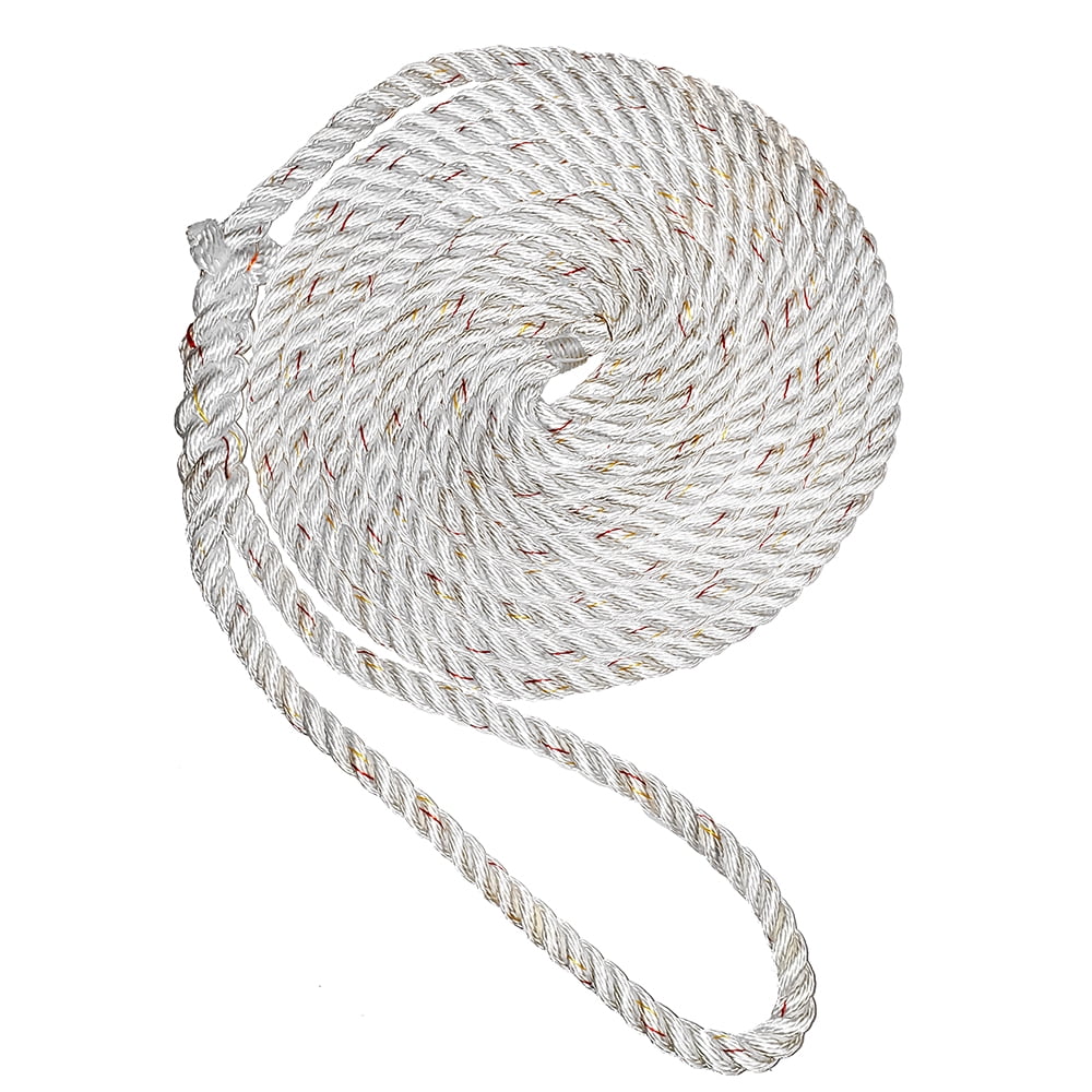 New England Ropes 1/2" Premium 3-Strand Dock Line - White w/Tracer - 15 ...