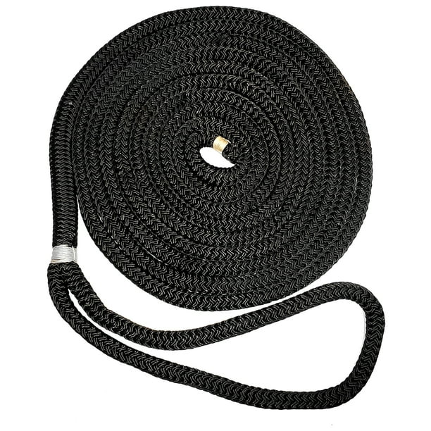 New England Ropes 3/8" X 20' Nylon Double Braid Dock Line - Black ...