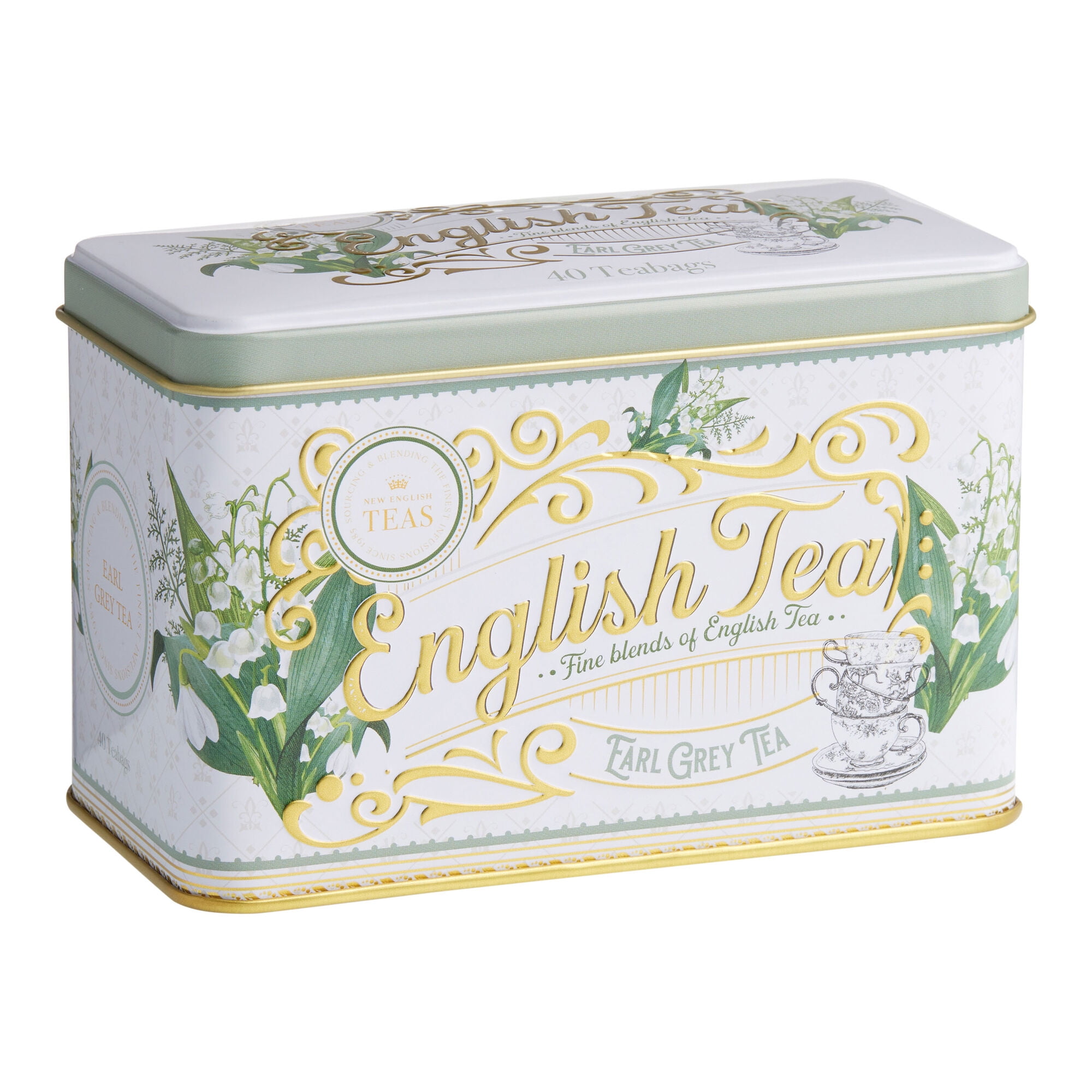 New English Teas Tea Time Earl Grey Tea Tin 40 ea 2.8 oz. Pack of 2 ...