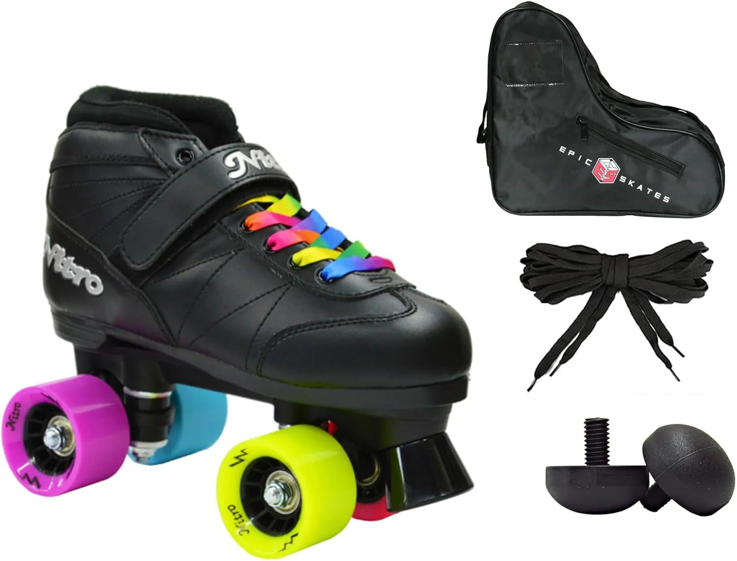 New! Epic Super Nitro Rainbow Indoor / Outdoor Quad Roller Speed Skate ...