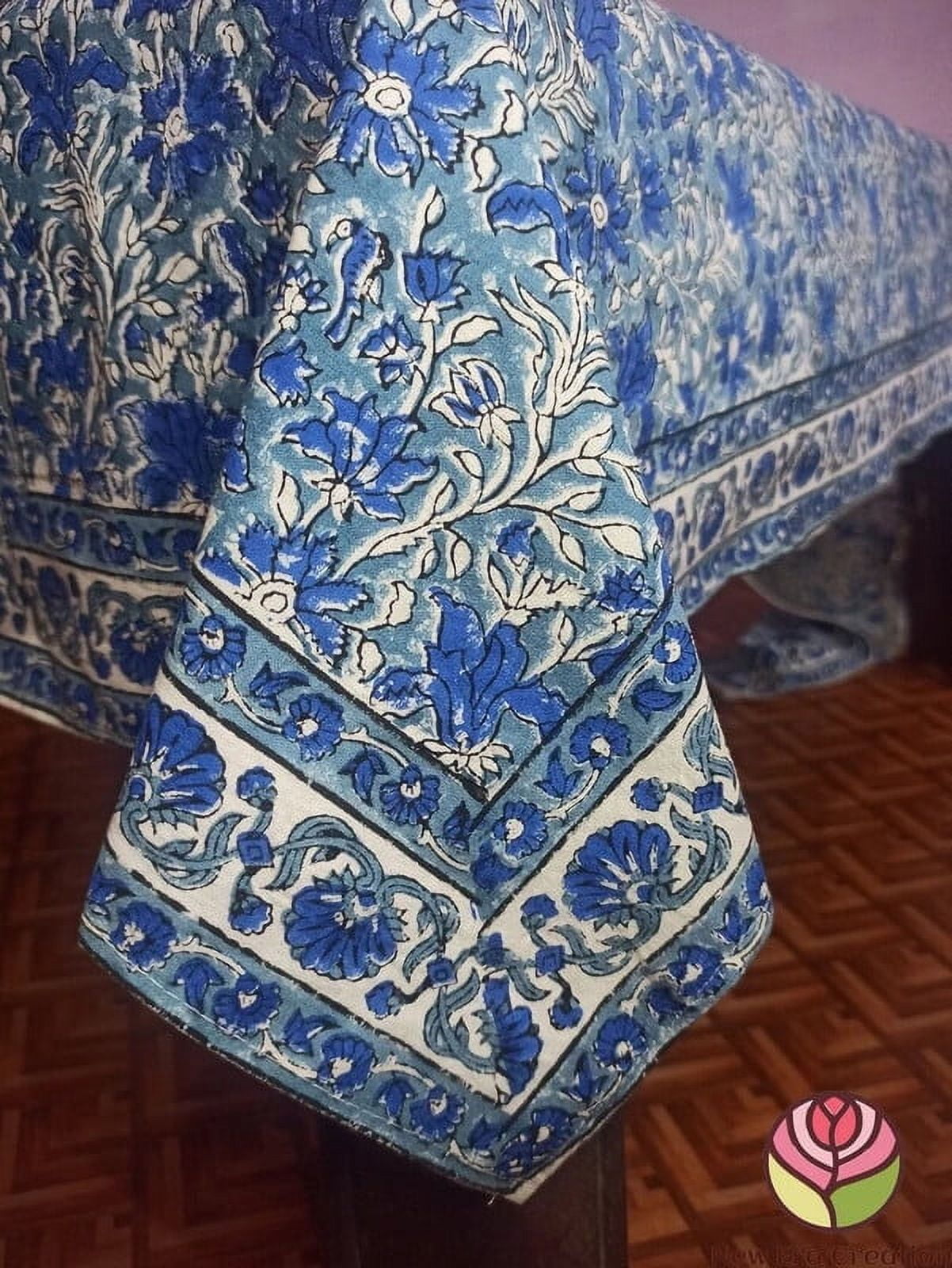 New Era Creation Dark Blue and White Floral Indian Hand Block Printed ...