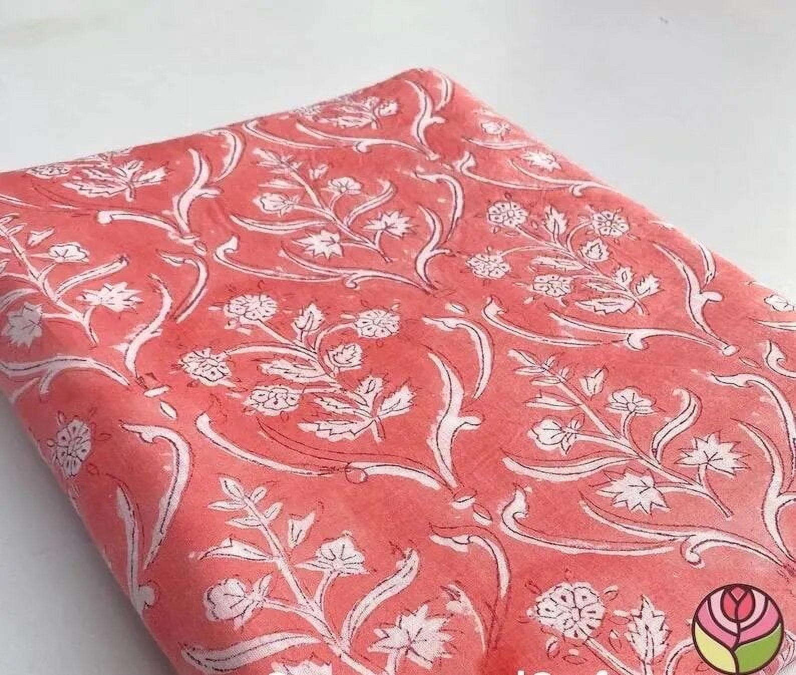 New Era Creation Pink Indian Hand Block Printed Cotton Cloth Fabric By ...