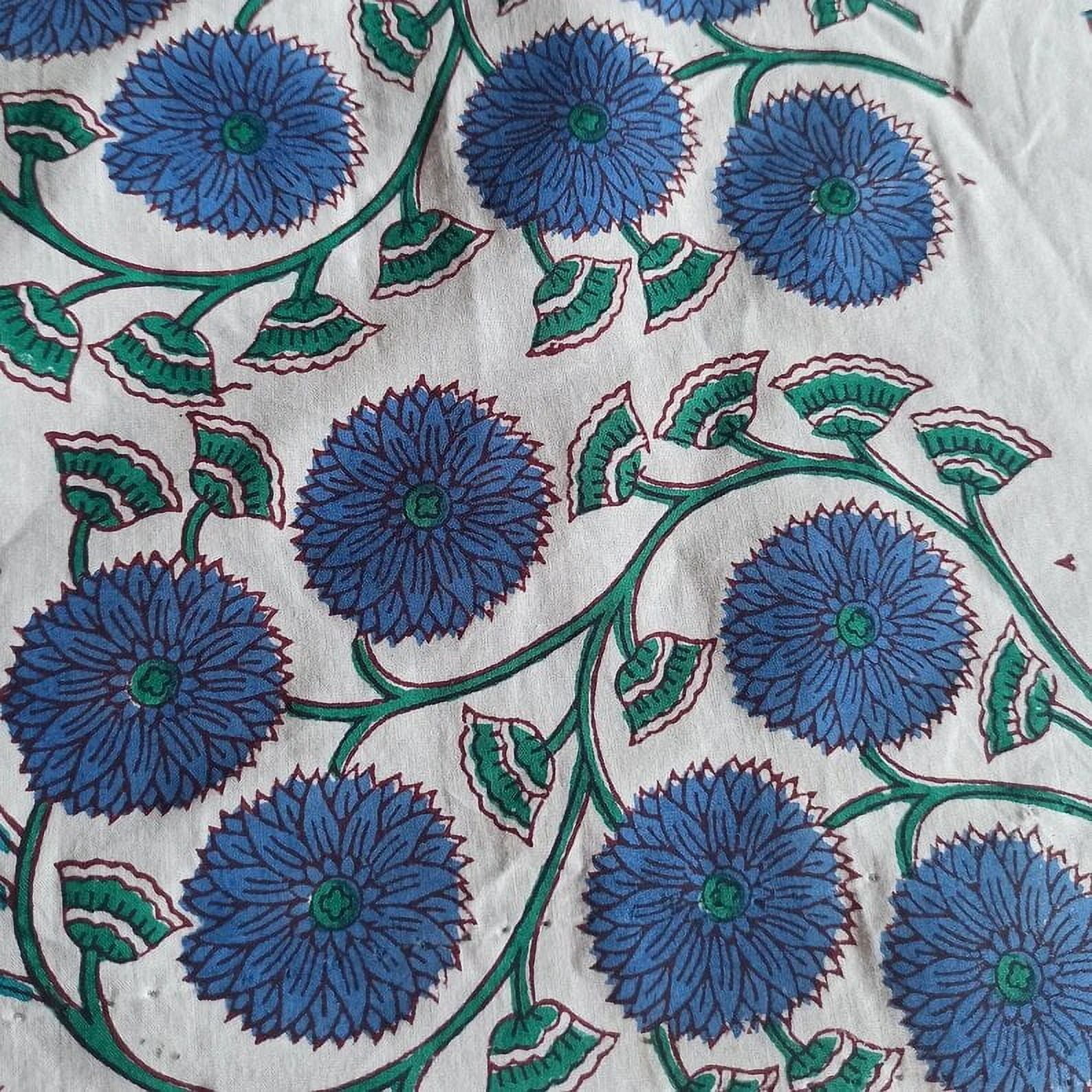 New Era Creation Sky Blue, Green Indian Strips Hand Block Printed ...