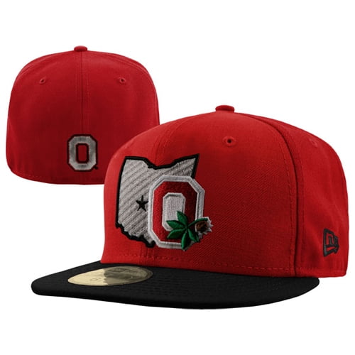 New Era Ohio State Buckeyes Red/Black State Logo 59FIFTY Fitted Hat ...