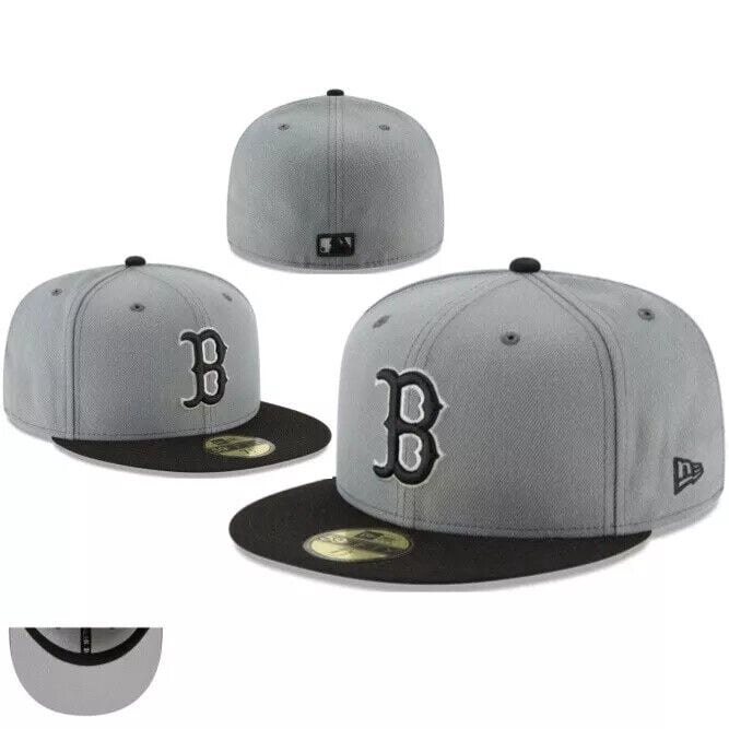 New Era Sports Hat Men's Fitted Hat Gray Black Era Cap - Walmart.com