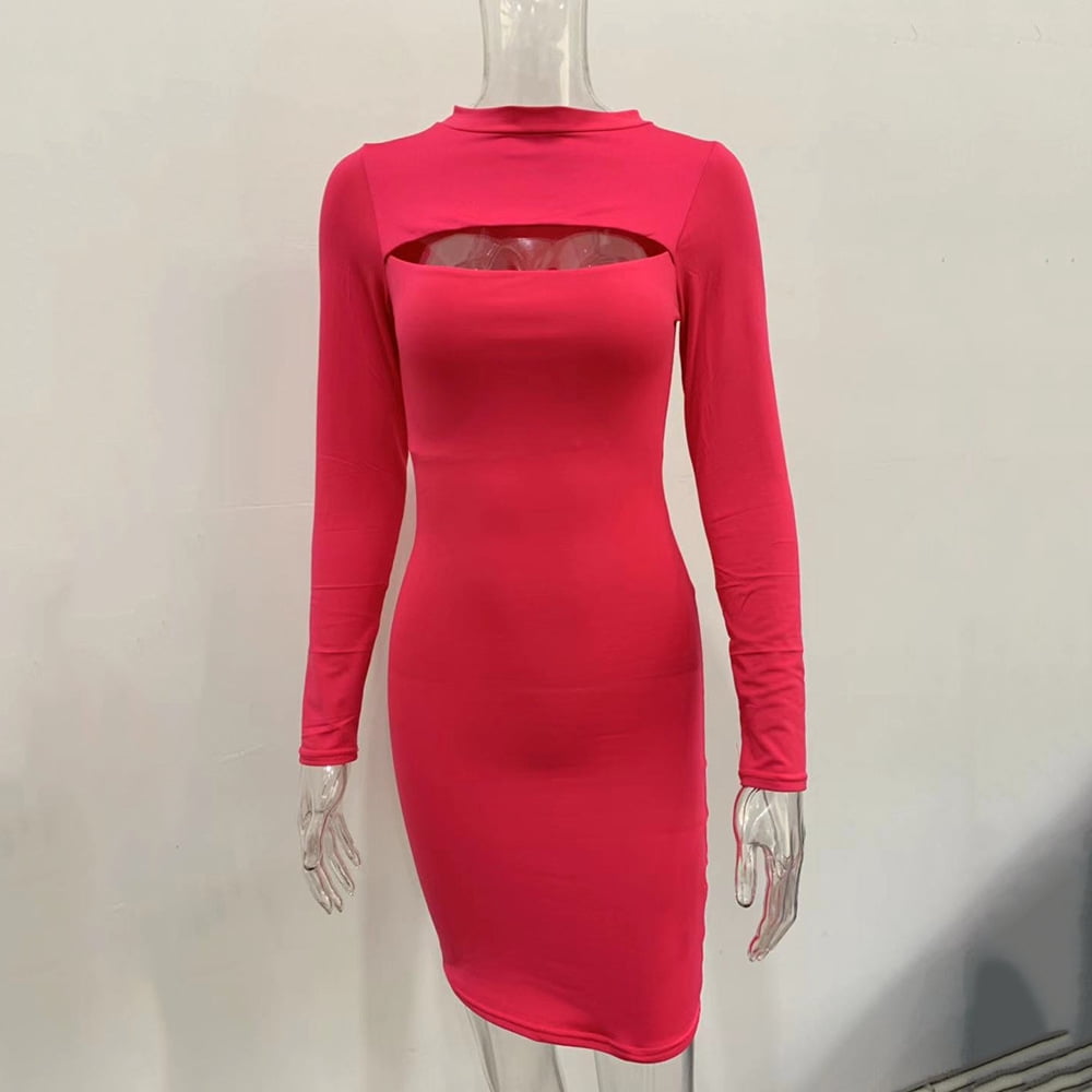 New European style long sleeve open chest nightclub dress for women in ...