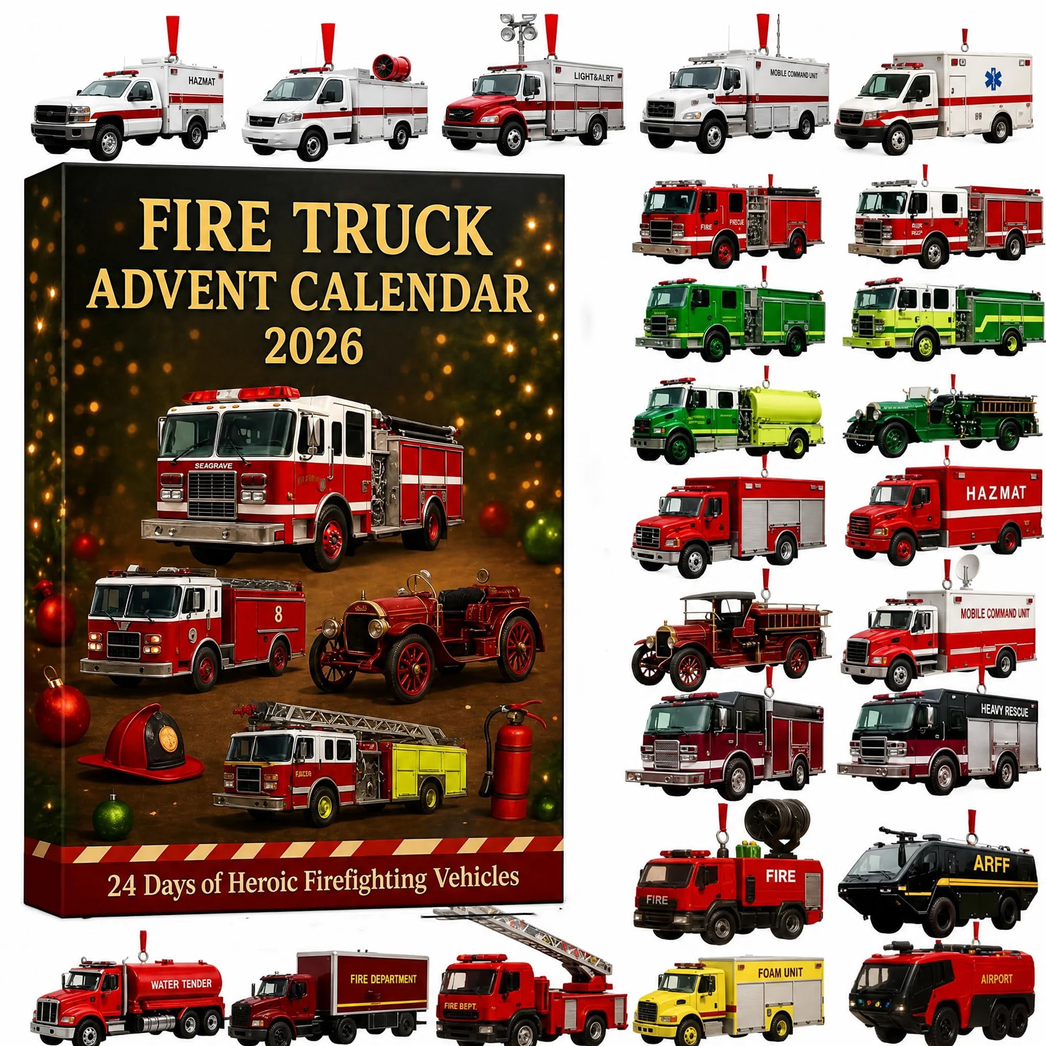 New FIRE TRUCK ADVENT CALENDAR 2026, 24-Day Holiday Countdown - Walmart.com