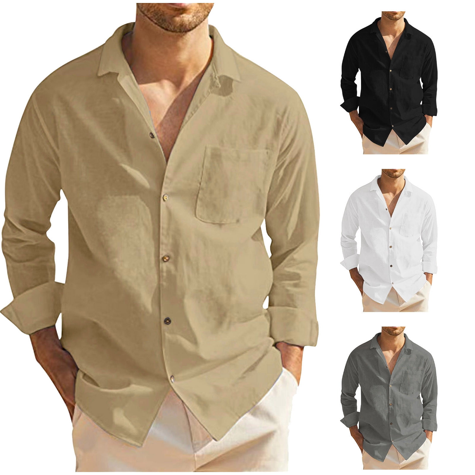 New Fall Plus Size Shirts for Mens Casual V-neck Sleeve Pullover ...