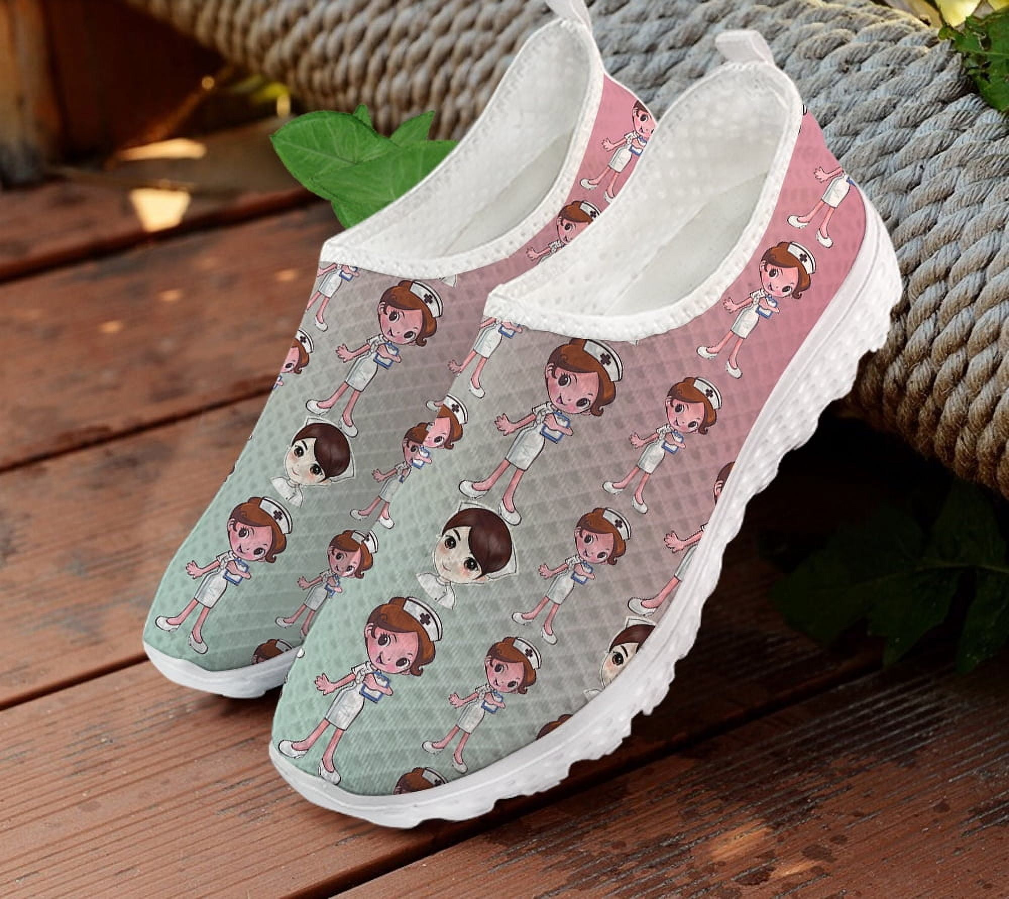 New Fashion Cute Hospital Nurse Design Women Flats Shoes Slip On Air ...