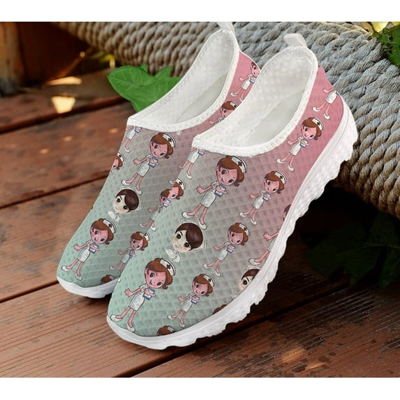 New Fashion Cute Hospital Nurse Design Women Flats Shoes Slip On Air ...