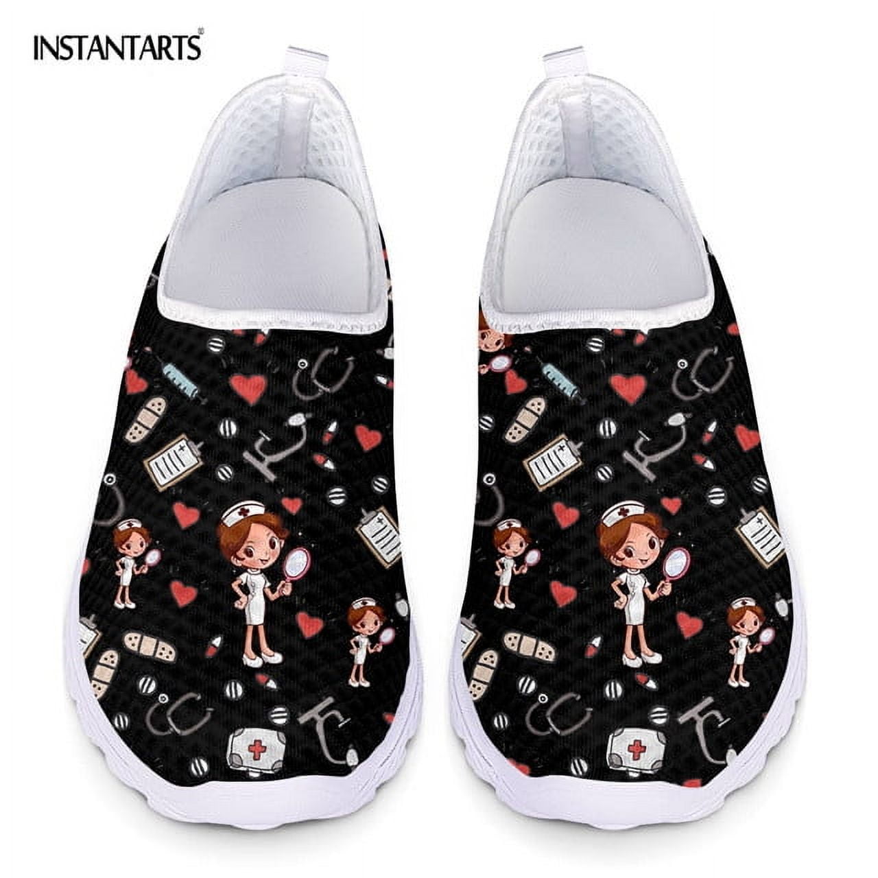 New Fashion Cute Hospital Nurse Design Women Flats Shoes Slip On Air ...