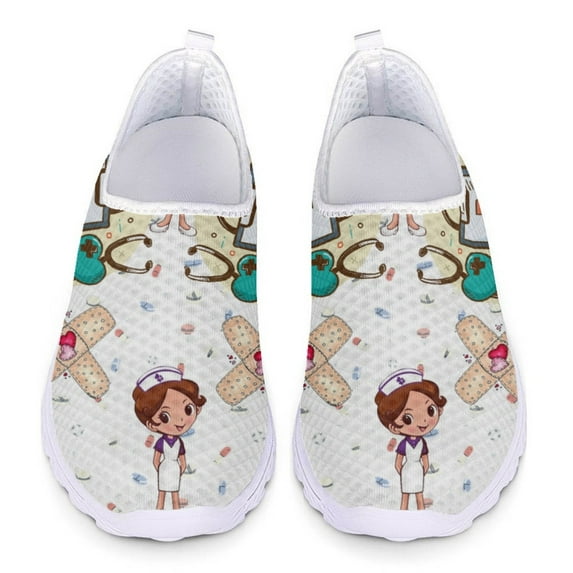 New Fashion Cute Hospital Nurse Design Women Flats Shoes Slip On Air ...