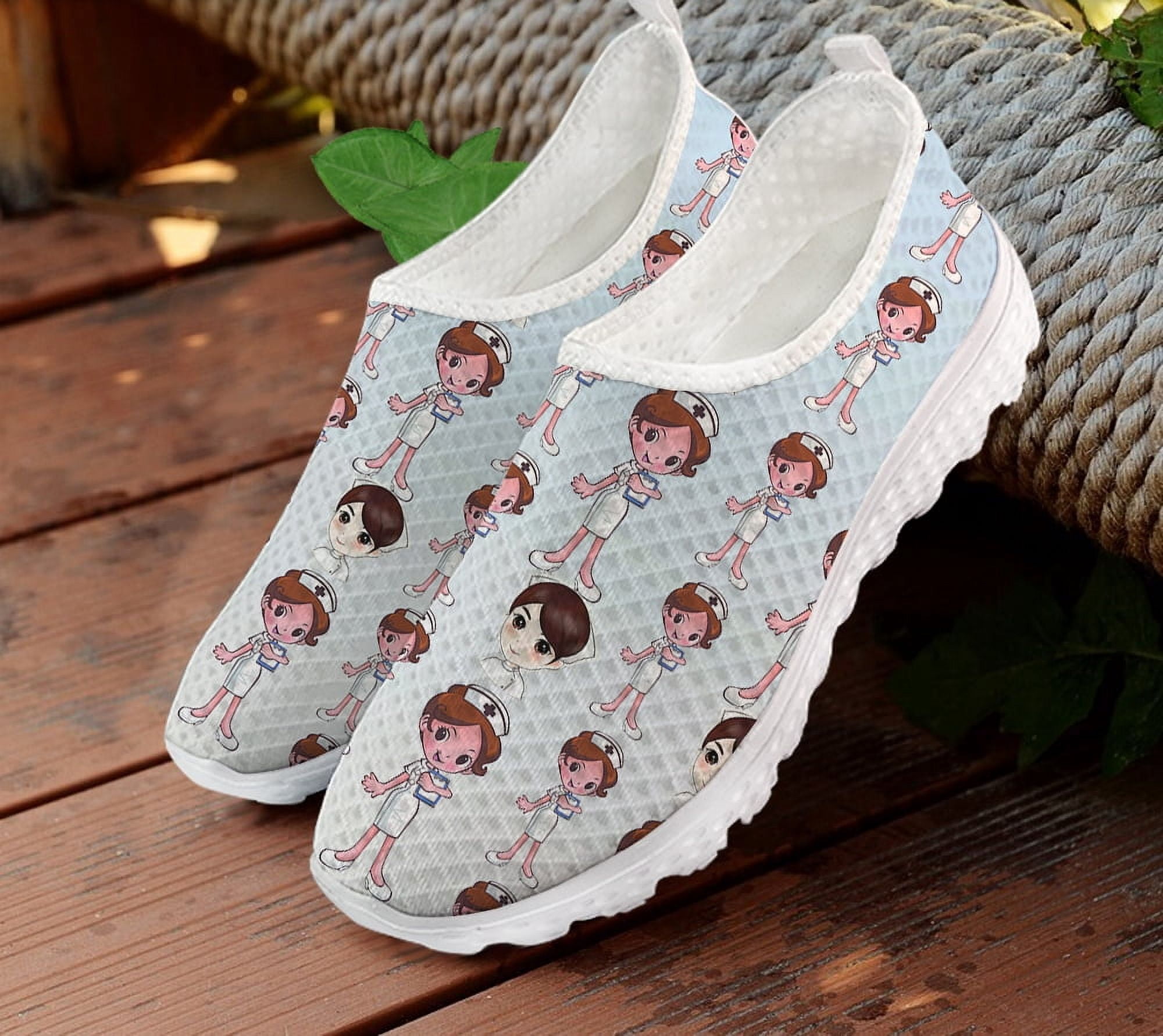 New Fashion Cute Hospital Nurse Design Women Flats Shoes Slip On Air ...