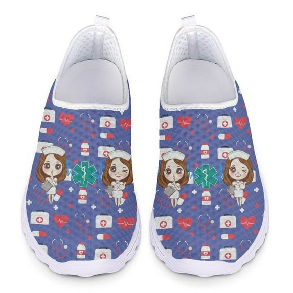 New Fashion Cute Hospital Nurse Design Women Flats Shoes Slip On Air ...