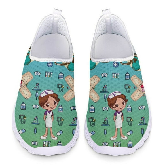 New Fashion Cute Hospital Nurse Design Women Flats Shoes Slip On Air ...