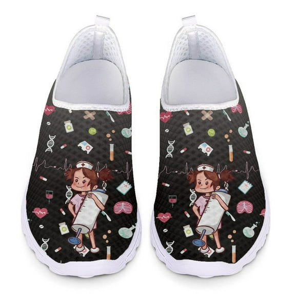 New Fashion Cute Hospital Nurse Design Women Flats Shoes Slip On Air ...