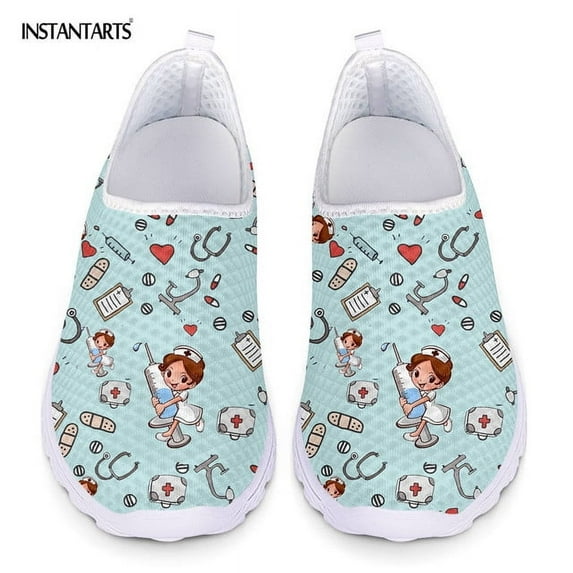 New Fashion Cute Hospital Nurse Design Women Flats Shoes Slip On Air ...