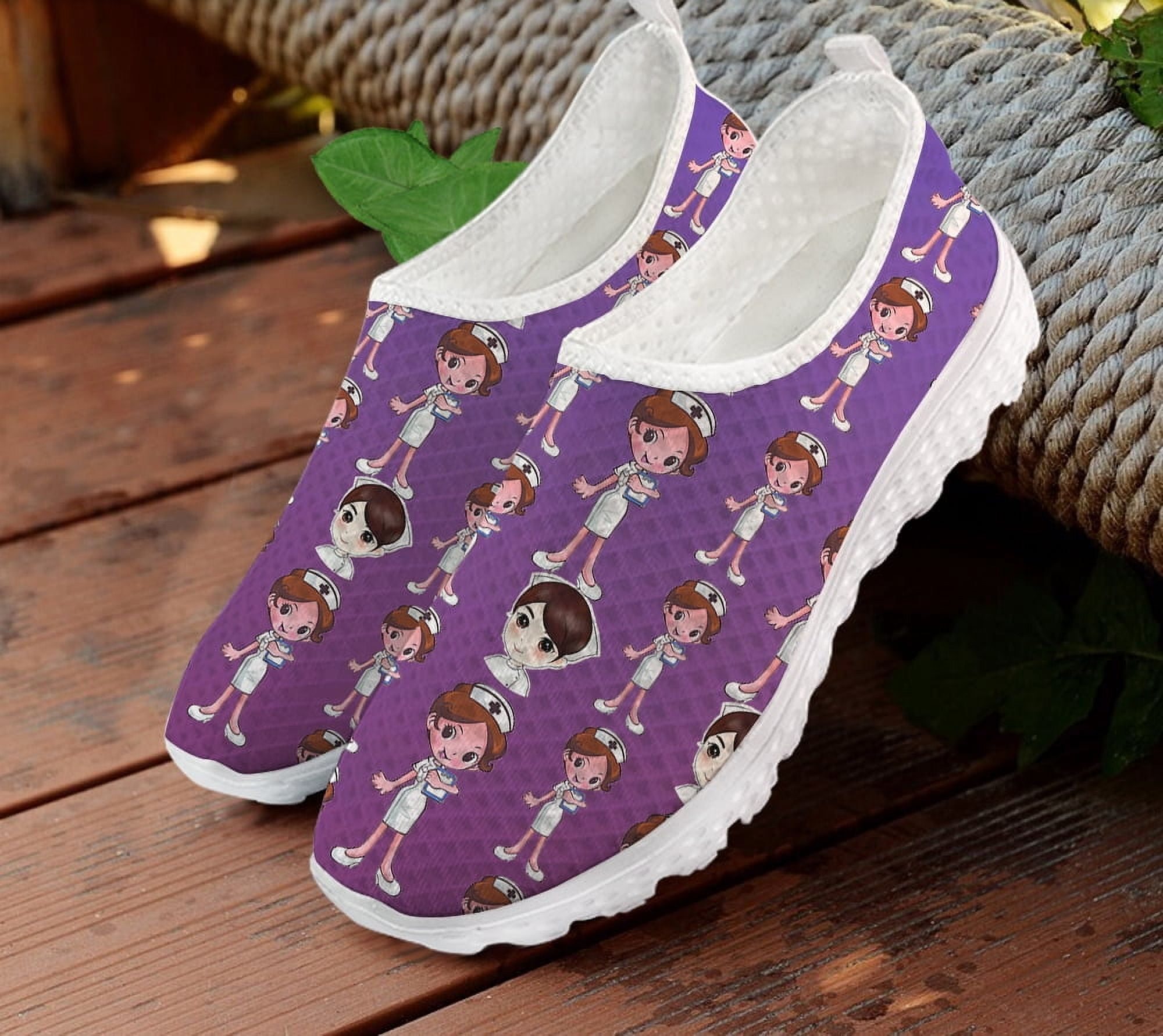 New Fashion Cute Hospital Nurse Design Women Flats Shoes Slip On Air ...