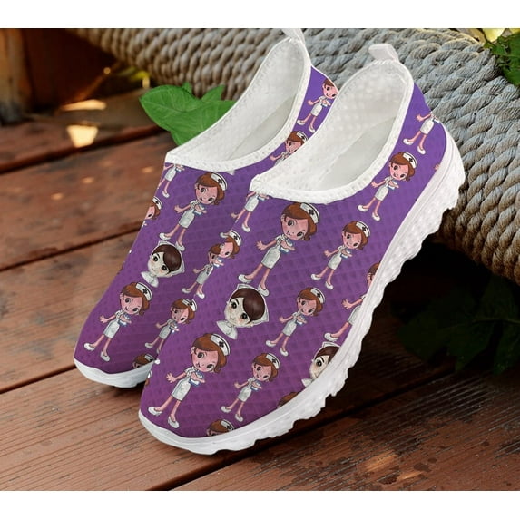 New Fashion Cute Hospital Nurse Design Women Flats Shoes Slip On Air ...