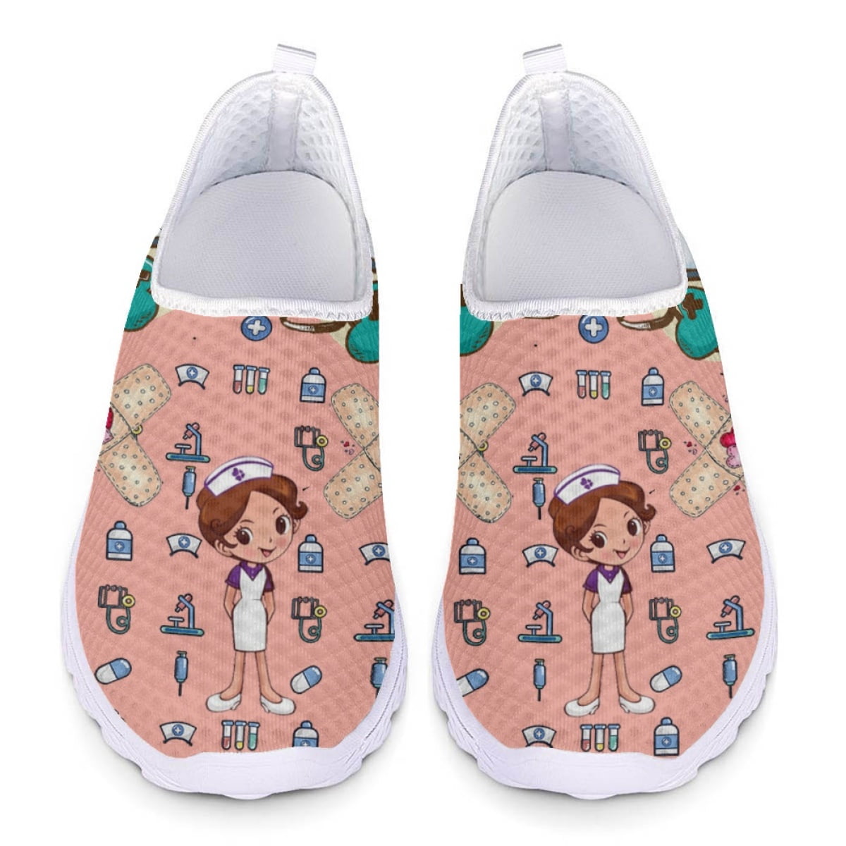 New Fashion Cute Hospital Nurse Design Women Flats Shoes Slip On Air ...