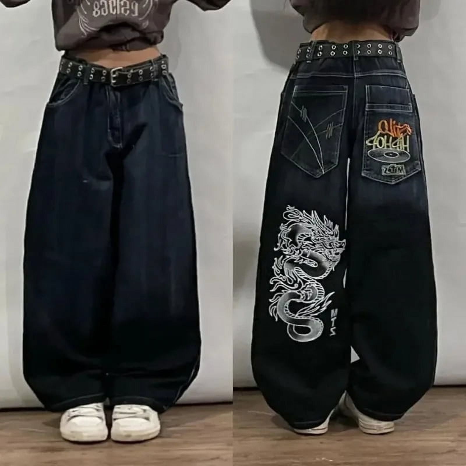 New Fashion Harajuku Pattern Embroidery Baggy Jeans Men New Fashion Harajuku Pattern Embroidery Baggy Jeans Men