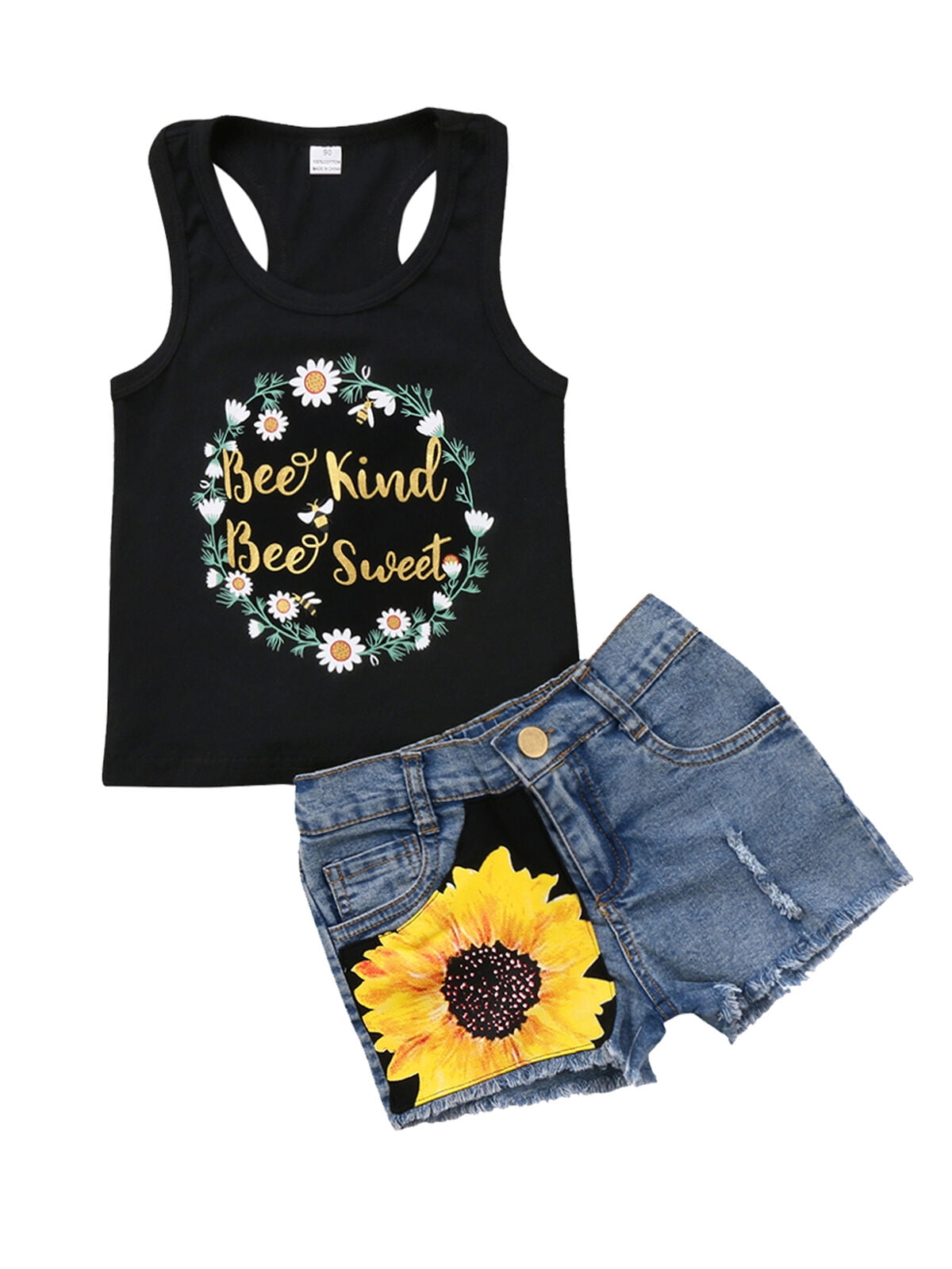 New Fashion Kids Baby Girls Outfits Clothes Sleeveless T-shirt Tops ...