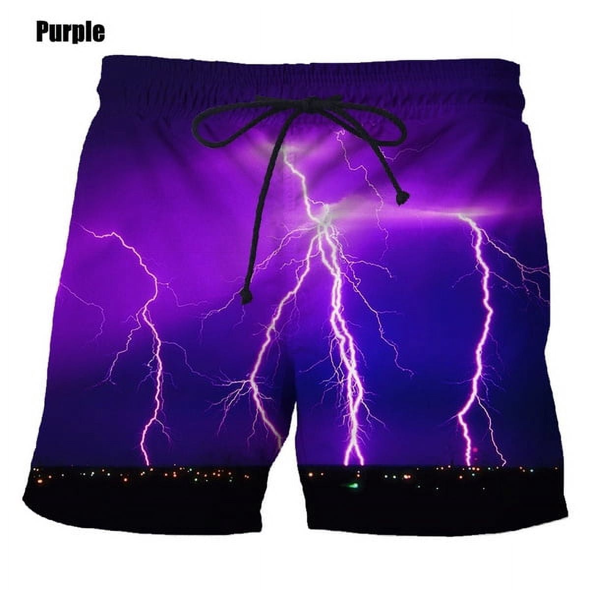 New Fashion Men's 3D Lightning Print Shorts Hip Hop Streetwear Casual ...
