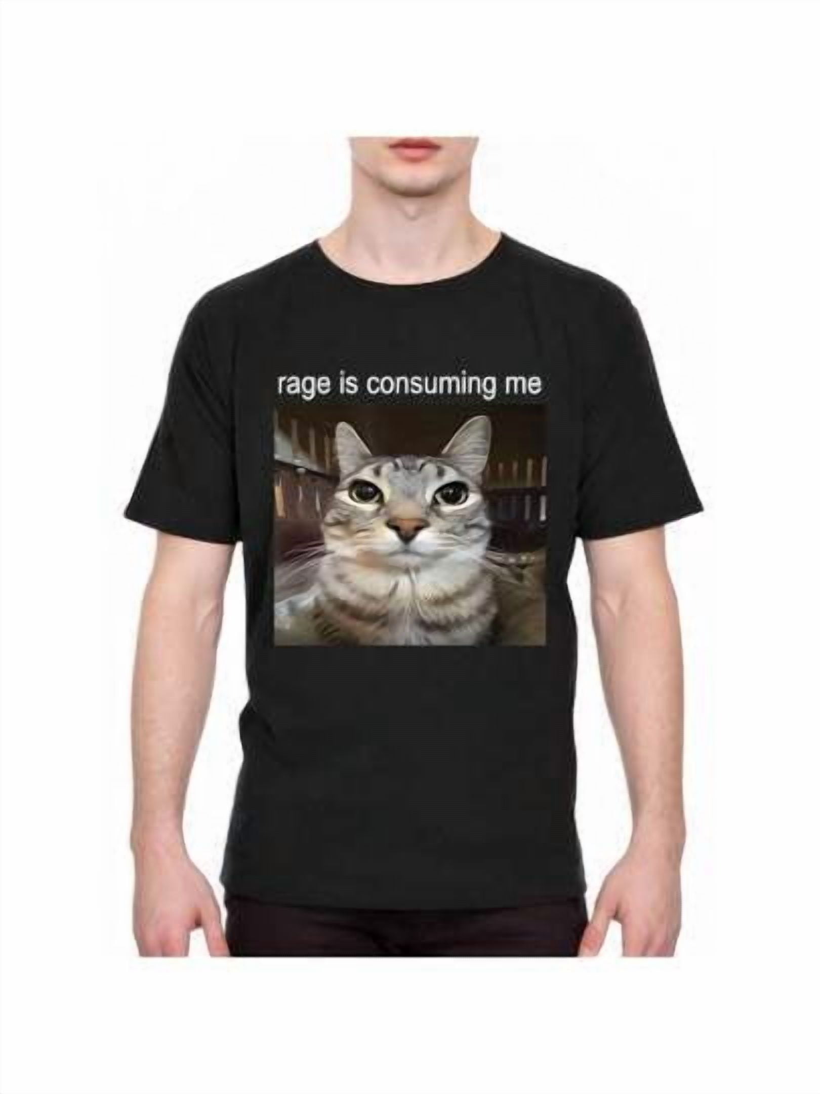New Fashion Men's "Rage Is Consuming Me" Cat Meme T-Shirt - Stylish ...