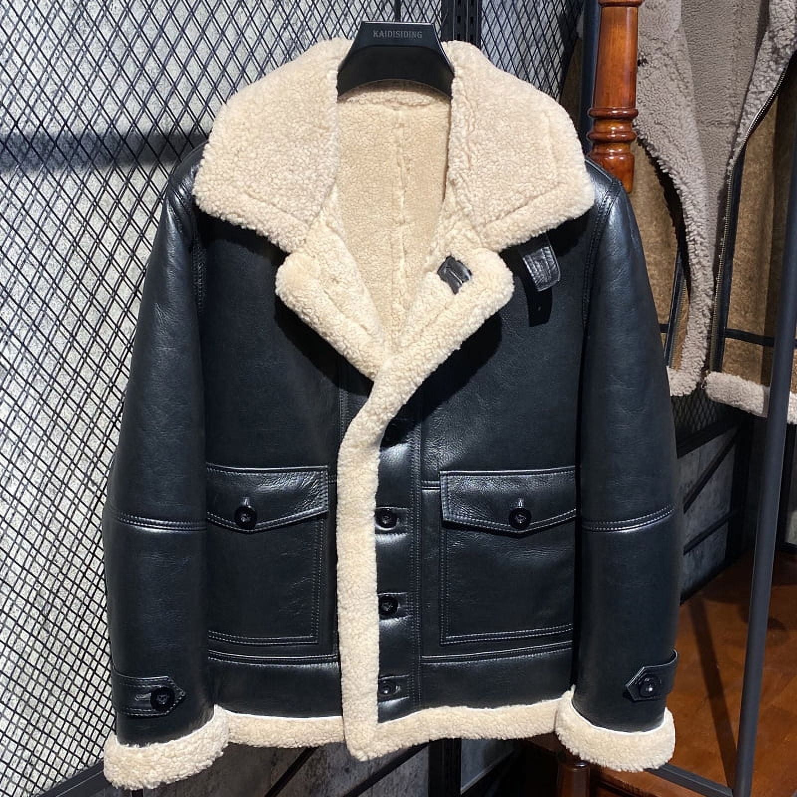 New Fashion Men's Winter Short Jacket Genuine Sheepskin Leather ...
