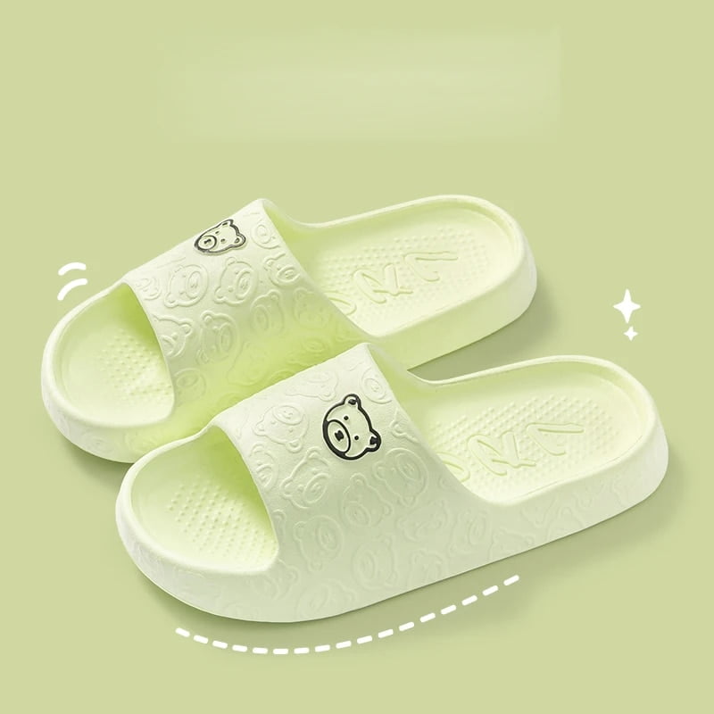 New Fashion Summer Couple Cartoon Relief Flat Slides Lithe Thin Sandals ...
