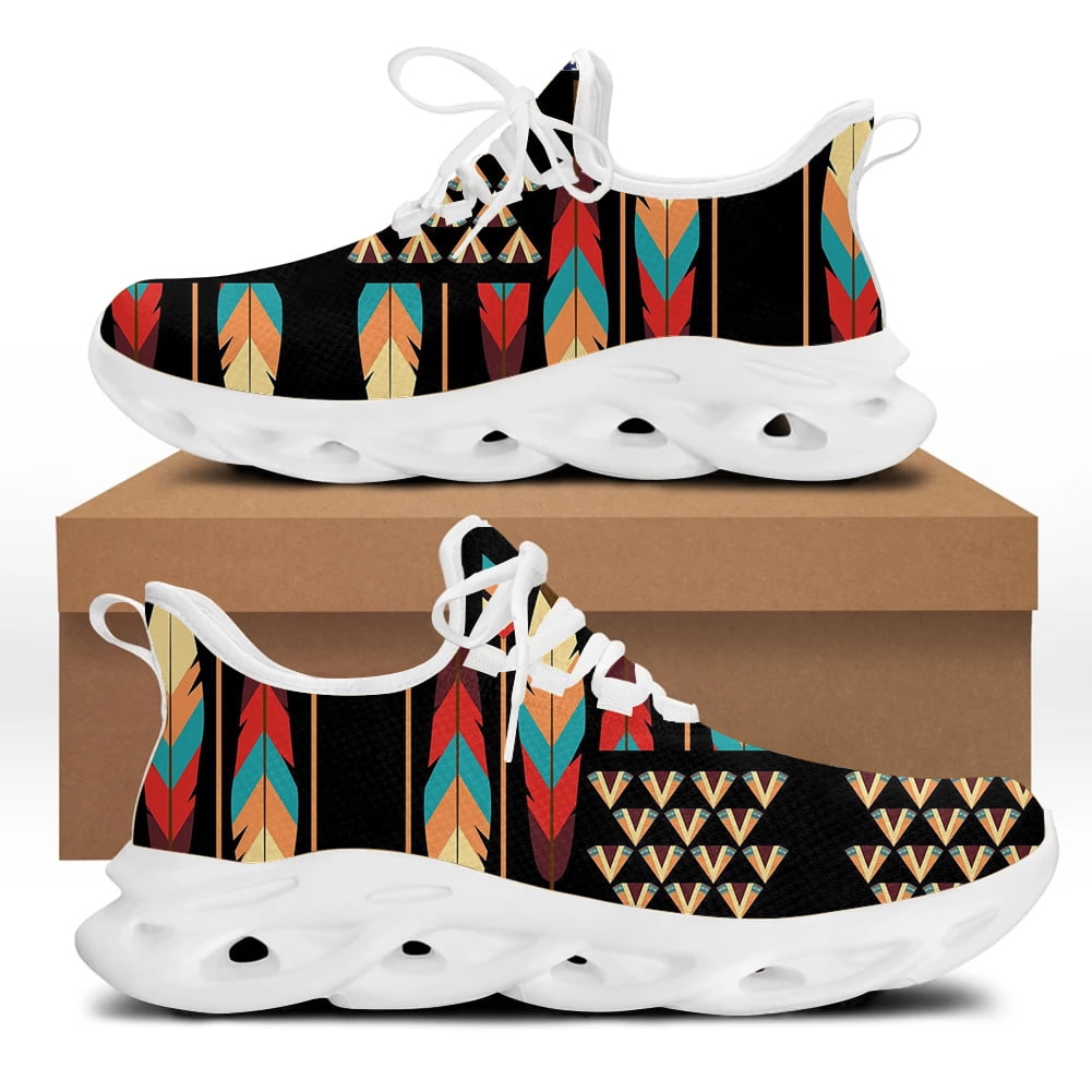 New Fashion Tribal Feather Design Cool Female Running Sneakers Light ...