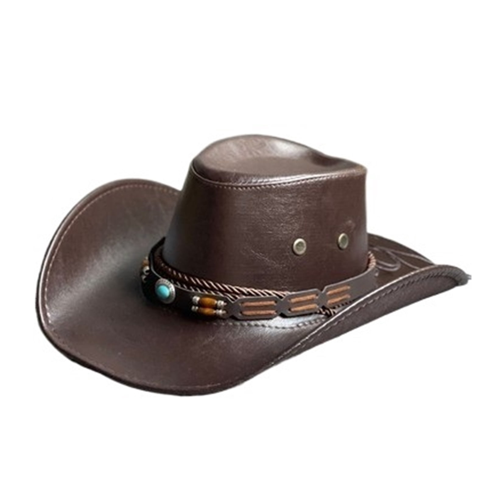 New Faux Leather Western Cowboy Hats For Women Men Vintage Gentleman ...