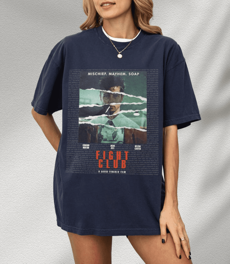 New Fight Club T-Shirt, Vintage 90s Movie Graphic Tee, Brad Pitt Tyler ...