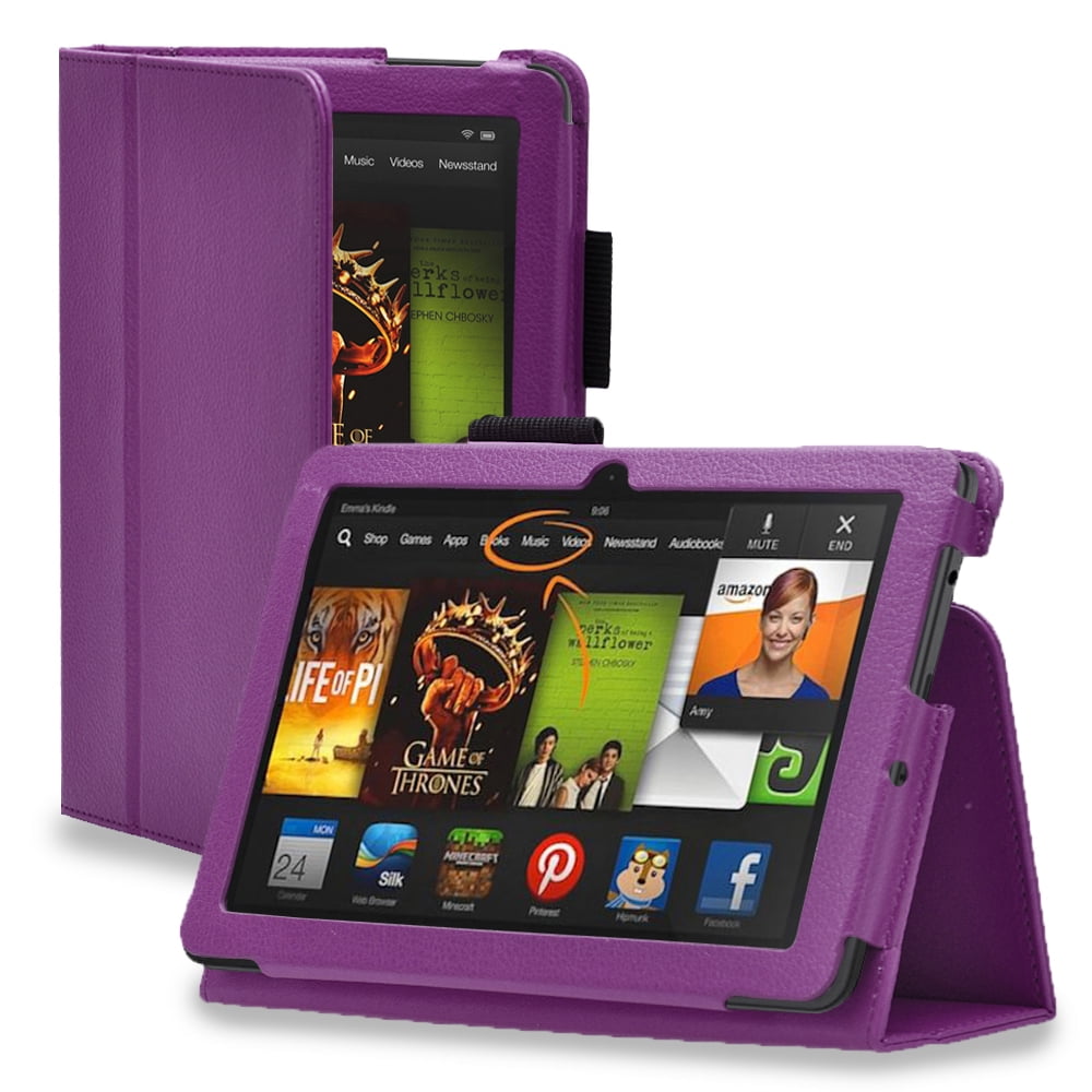 New Fire 7 Case (Purple) - Slim Fit Synthetic Leather Folding Folio ...