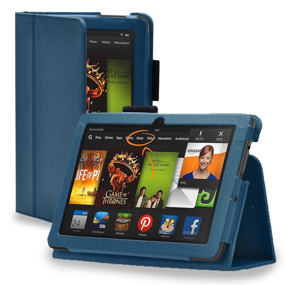 New Fire HD 10 Case (Dark Blue) - Slim Fit Synthetic Leather Folio Case ...