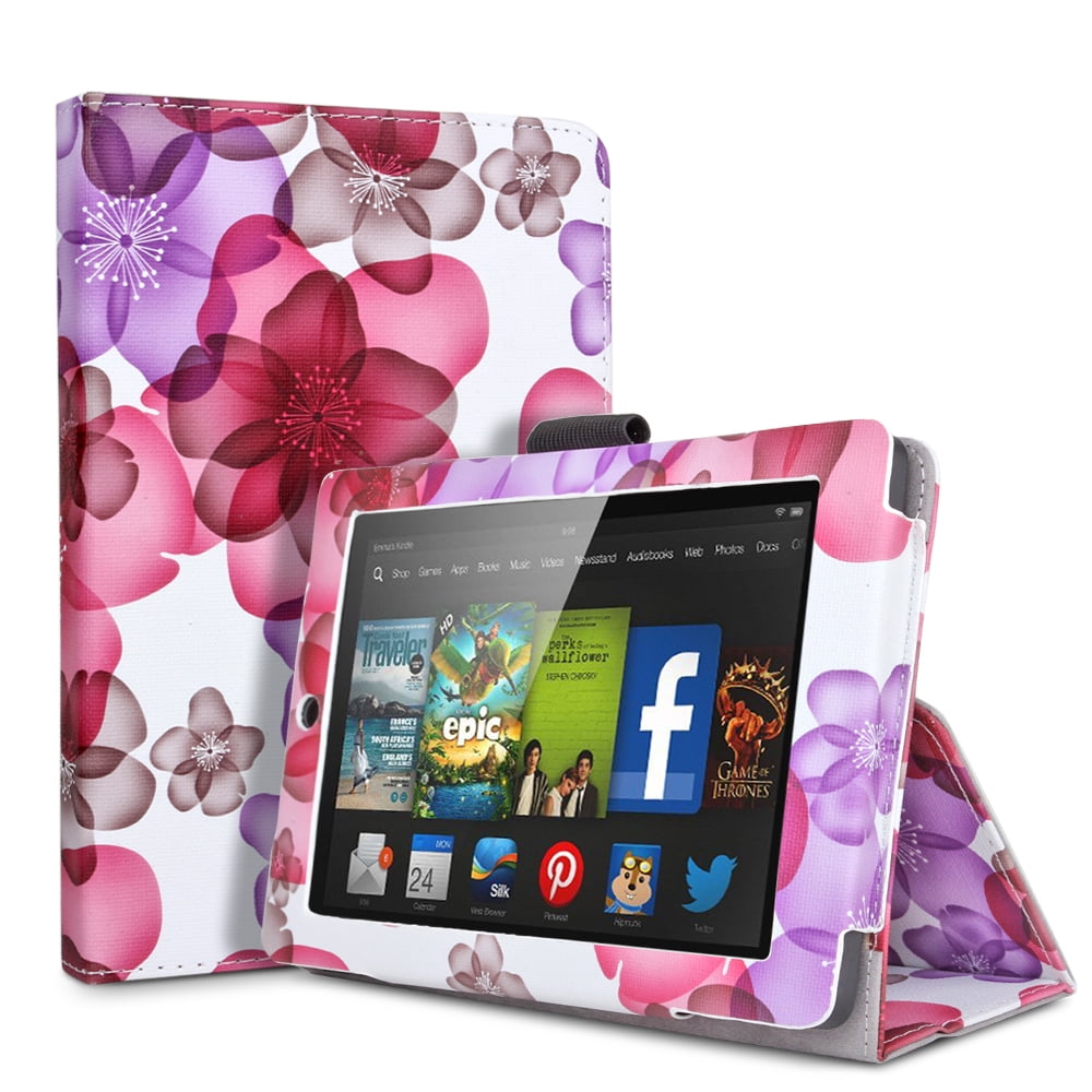 New Fire HD 10 Case (Floral Pink) - Slim Fit Synthetic Leather Folio ...