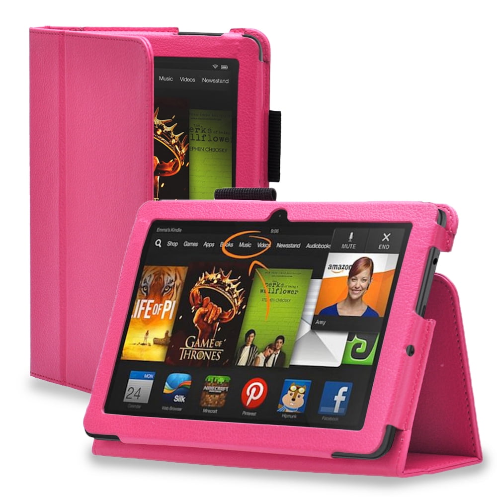 New Fire HD 10 Case (Hot Pink) - Slim Fit Synthetic Leather Folio Case ...