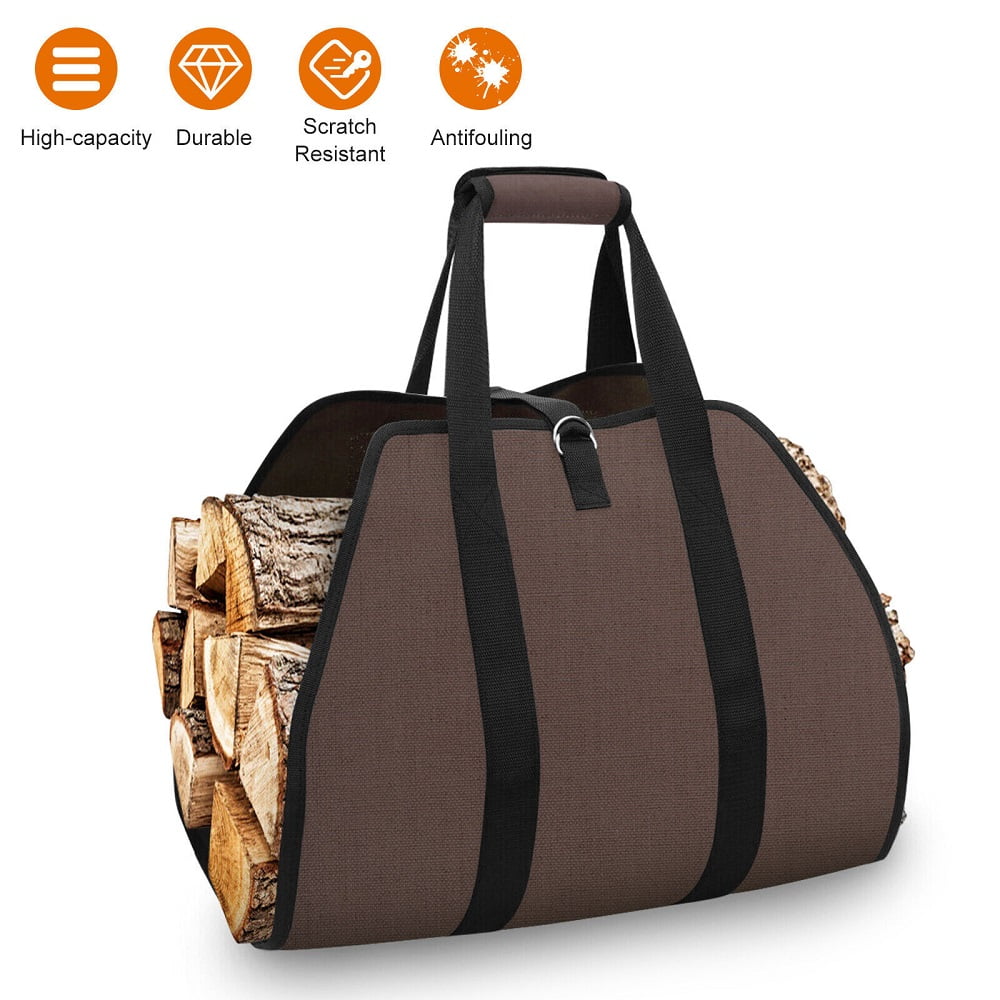 New Firewood Log Carrier Bag Heavy Duty Waxed Canvas Storage Tote 1 ...