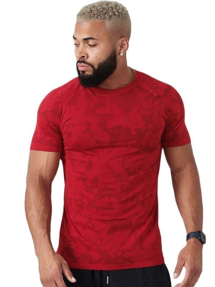 New Fitness Clothes Camouflage Sports T-shirt Muscle Tight Clothes Men ...