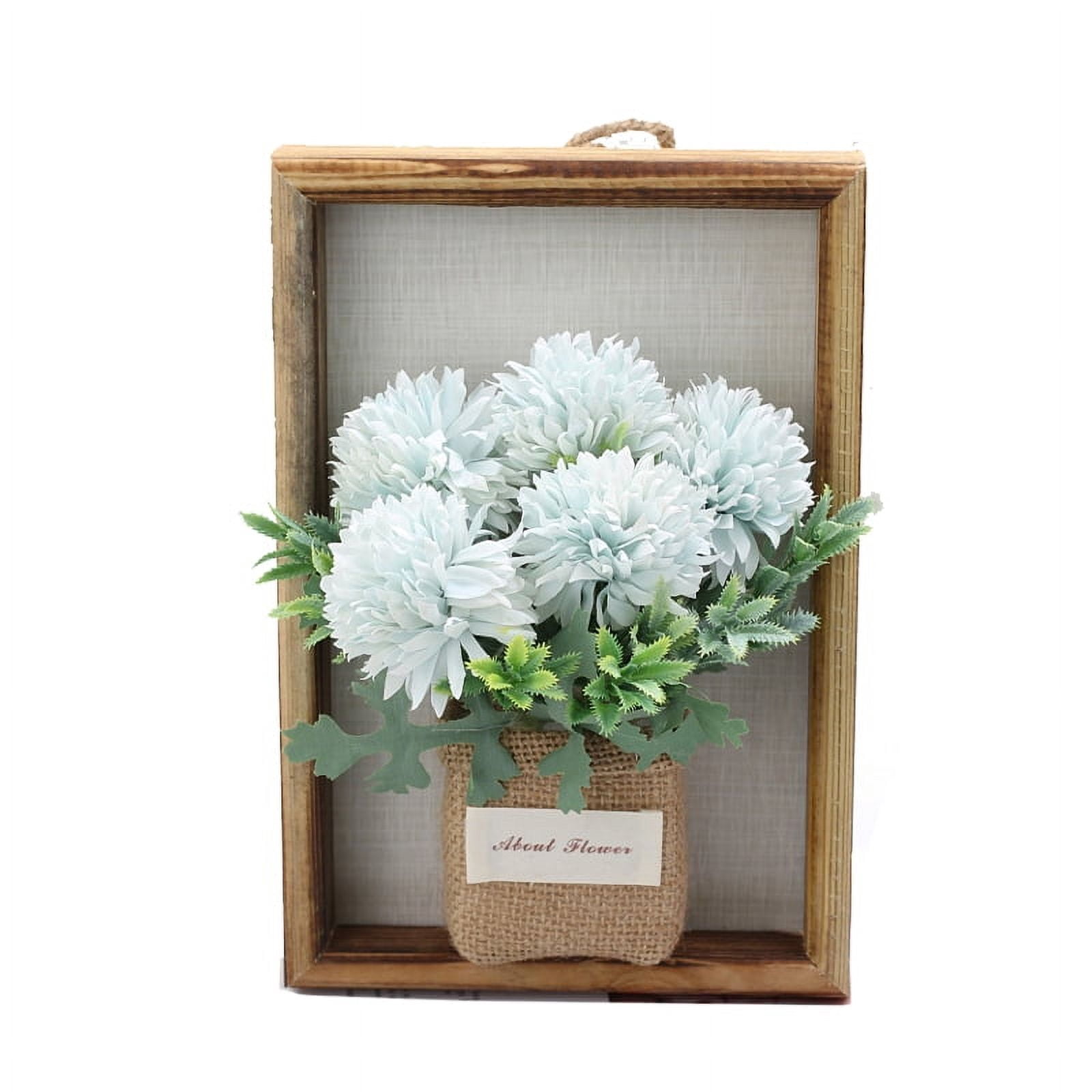 New Flower Display with Wooden Frame Bud Hydrangea 3D Photo Frame Faux ...