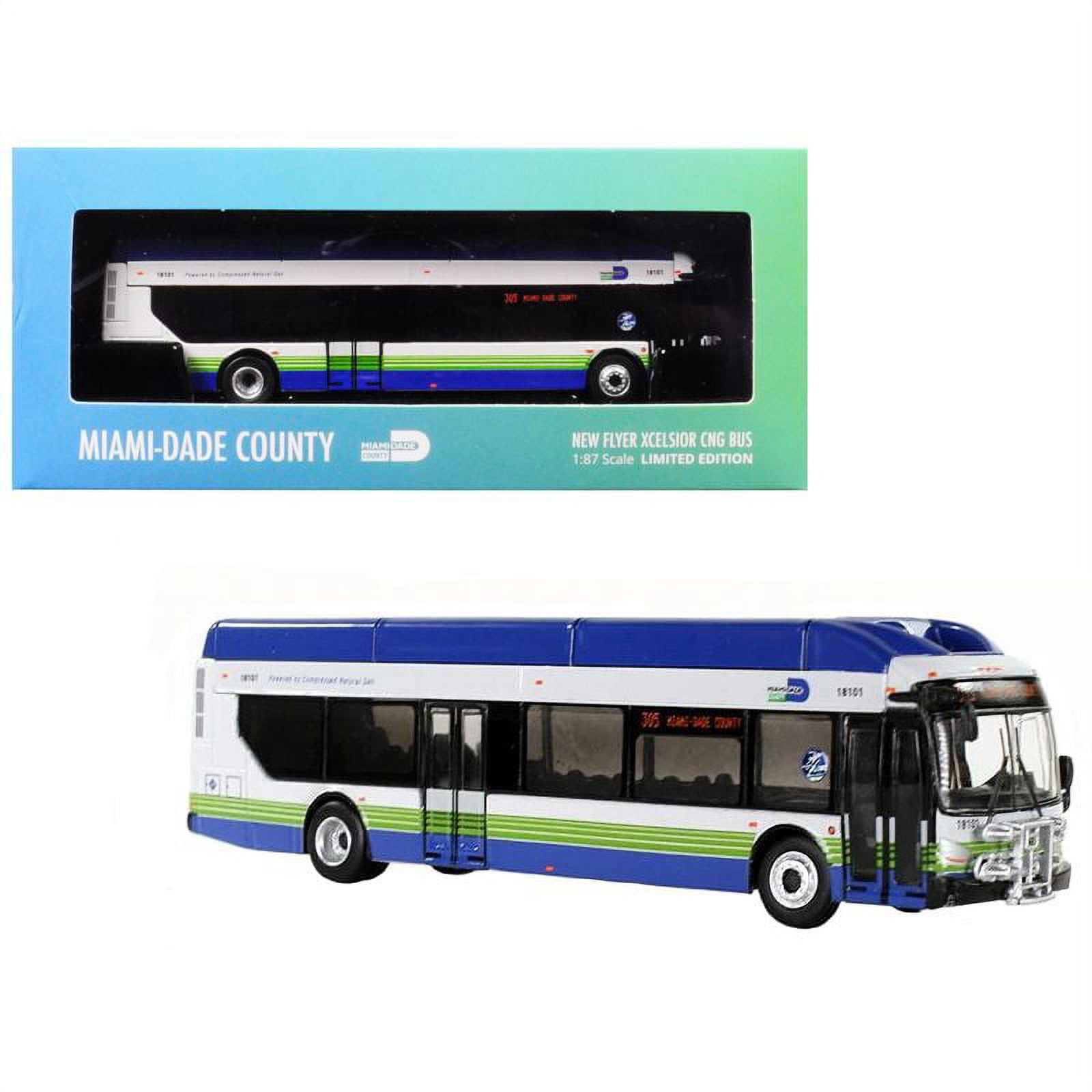 New Flyer Xcelsior CNG Transit Bus 305 Miami-Dade County 1/87 Diecast ...