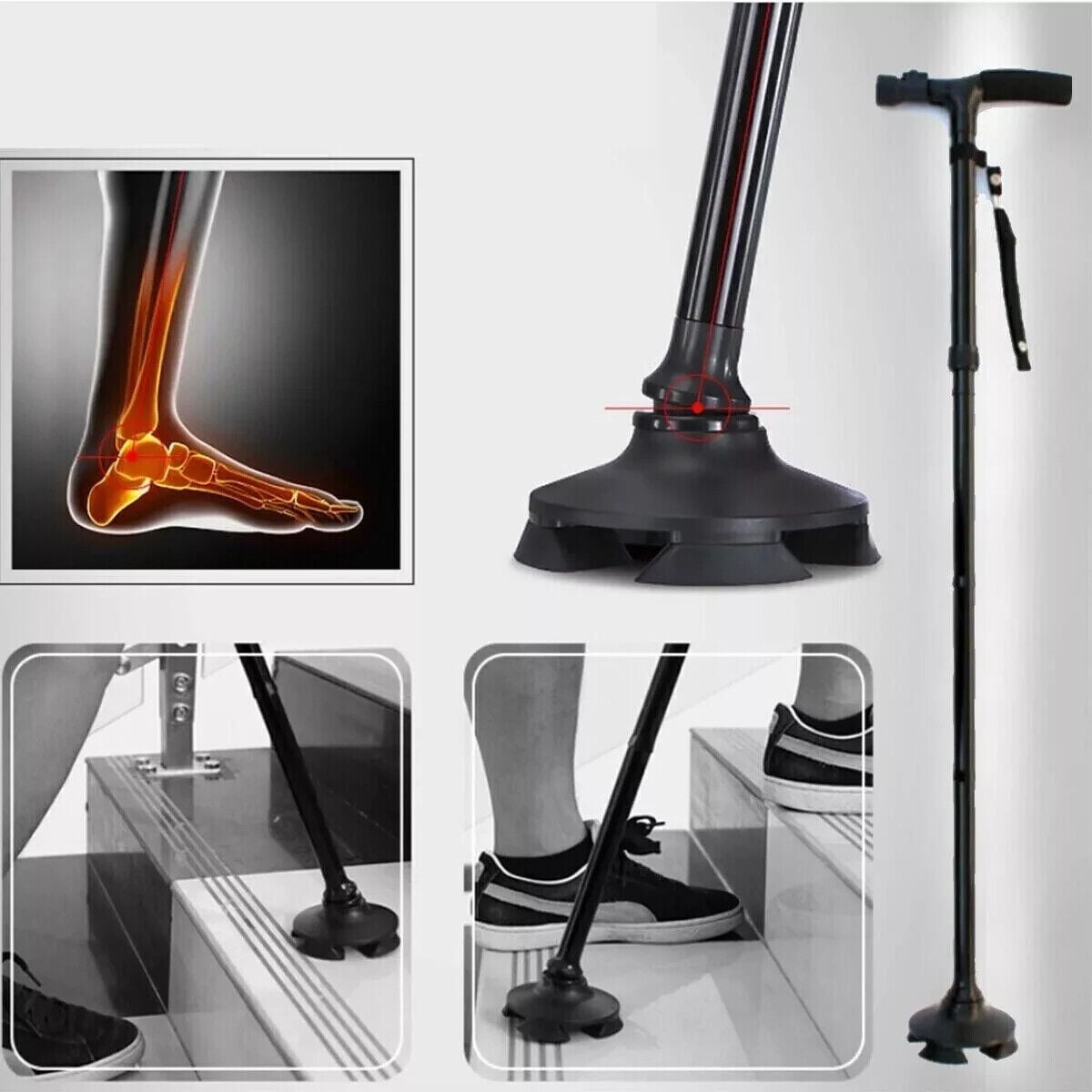 New Folding Walking Cane with LED Light, Adjustable Walking Stick with ...