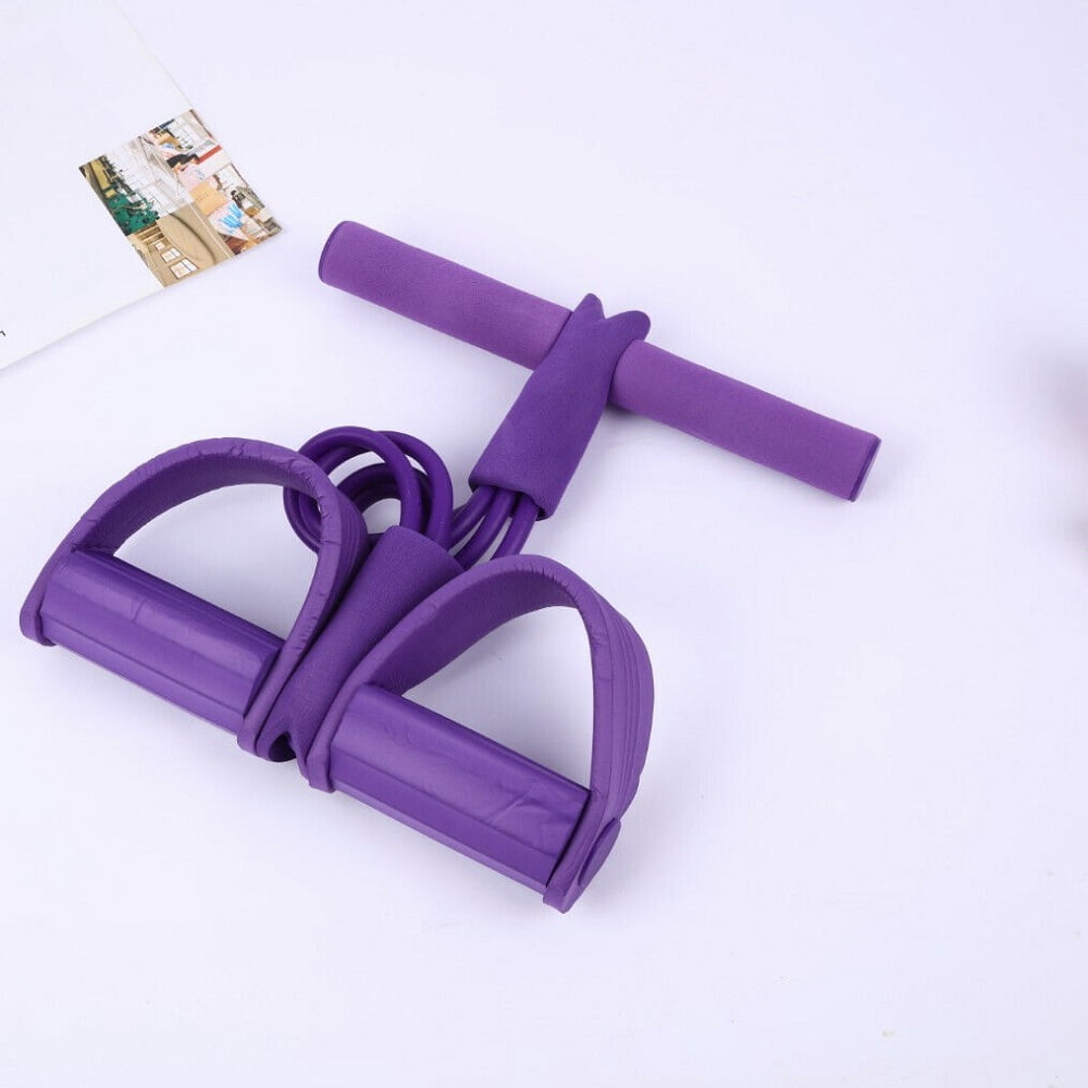 New Foot Pedal Resistance Band Body Stretch 4 Tube Pull Puller Rope ...