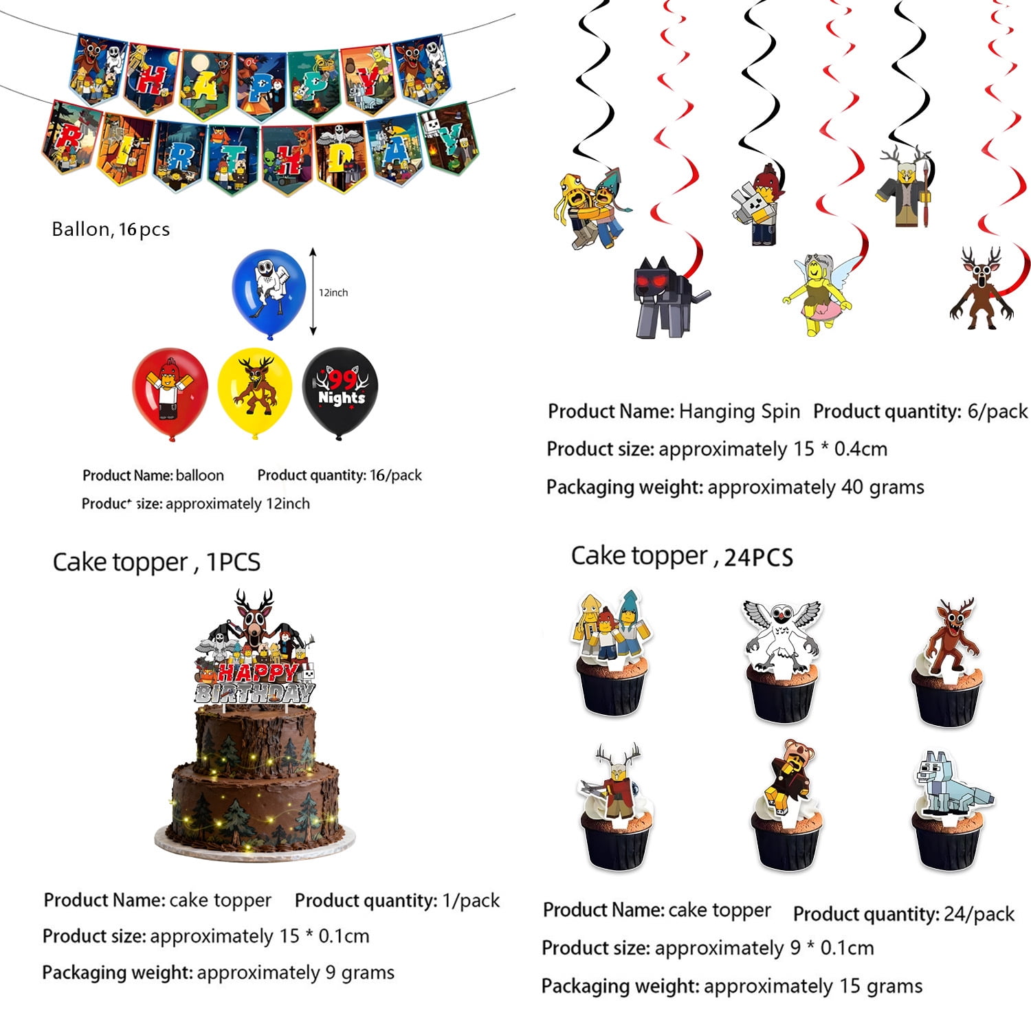 New Forest Survival 99 Nights Theme Game Birthday Party Decoration ...