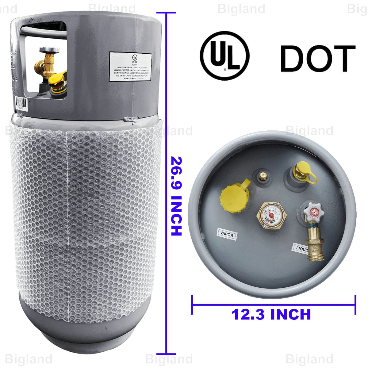 Forklift Propane Steel Tank - DOT, TC Compliant, UL Listed, 33.5lb with ...