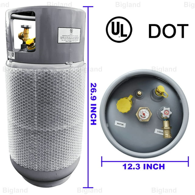 Forklift Propane Steel Tank - DOT, TC Compliant, UL Listed, 33.5lb with Gauge, Pre-purged and ...