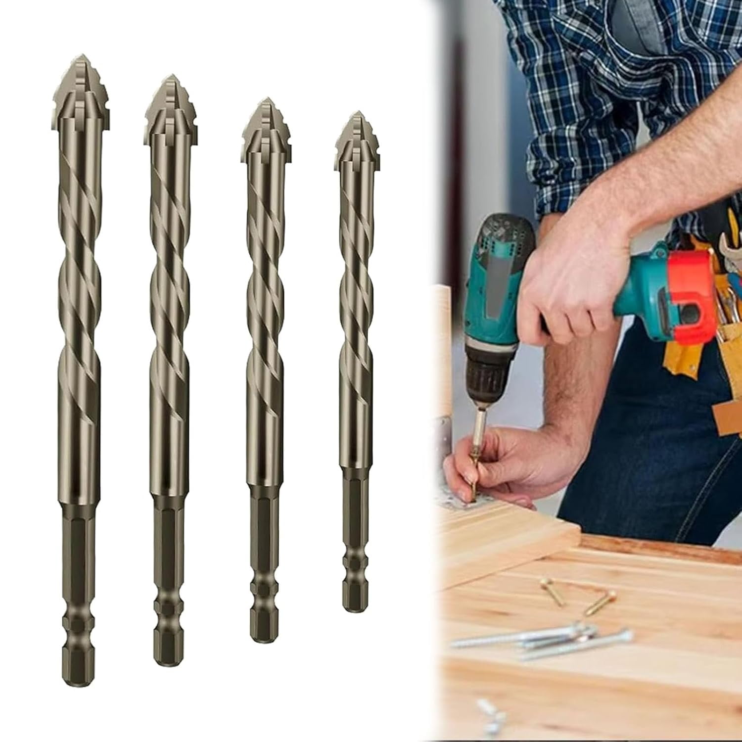 New Four-Flute Sawtooth Eccentric Drill Bit, Four Blade Serrated ...