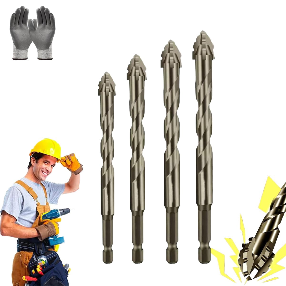 New Four-Flute Sawtooth Eccentric Drill Bit Set, Four Blade Serrated ...
