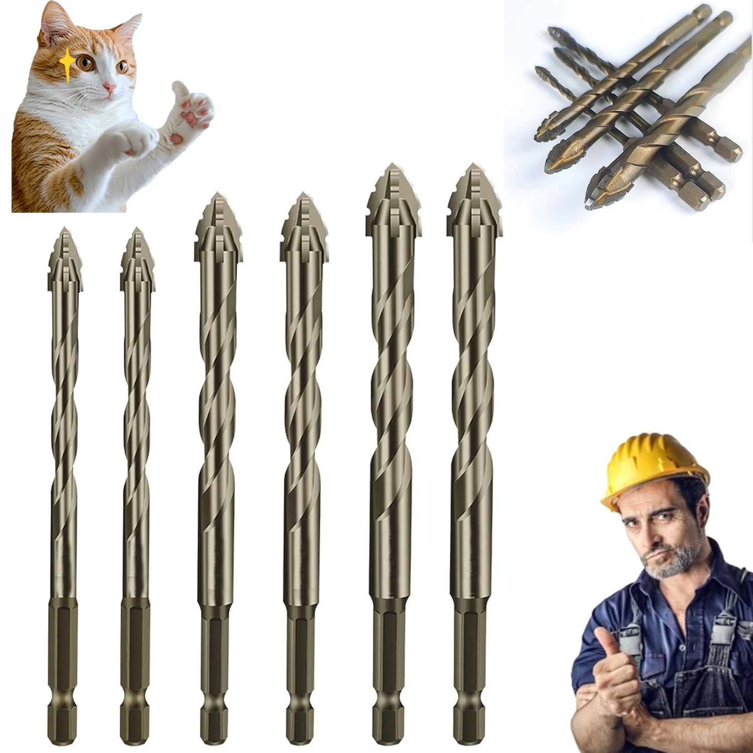 New Four-Flute Sawtooth Eccentric Drill Bit Set, Four Blade Serrated ...