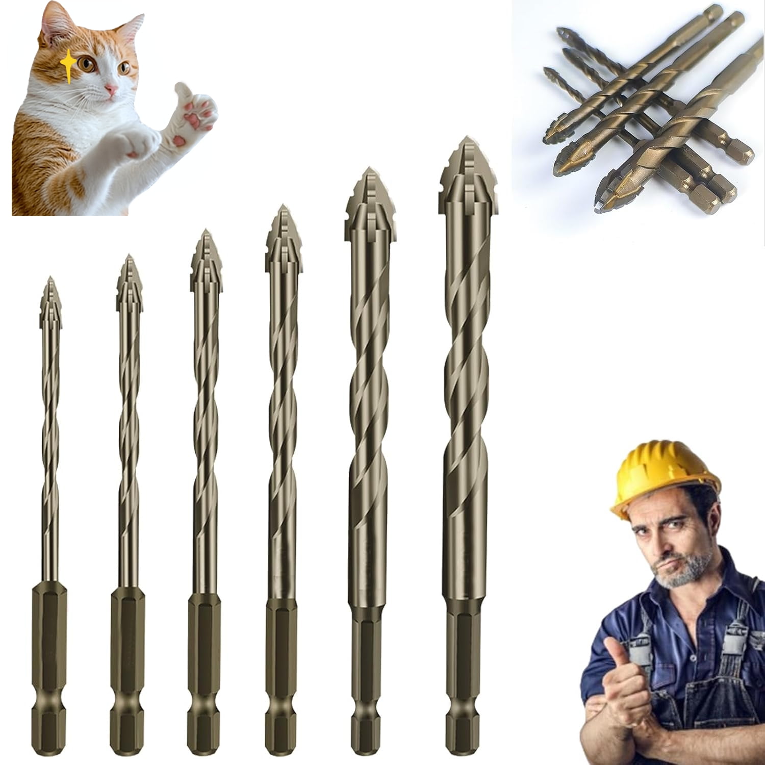 New Four-Flute Sawtooth Eccentric Drill Bit Set, Four Blade Serrated ...